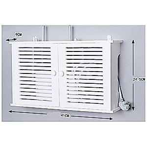 XICHENGSHIDAI Wood Router Organizer, Wall-Mounted Router Storage Box WiFi Fence Wall Storage Shelf Shutter