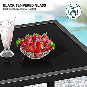 YITAHOME 3-Piece Outdoor Rocking Chair Bistro Set, Patio Wicker Rocking Chair Conversation Set with Glass Coffee Table & Soft Cushions for Balcony, Lawn and Porch Poolside (Light Brown+Gray)