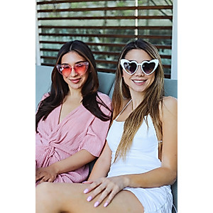 Effortless Events 7-Pack Bride Sunglasses, Bridesmaid Sunglasses, White & Pink