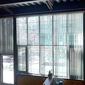 DALIX 129.5" White Vertical Blind Replacement Large Window Extra Long (5 Qty)