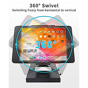 CarrieCathy Desktop Wall Mount Anti-Theft Security Kiosk POS Stand Holder Enclosure for 10.2" 2021 iPad 9th Gen 2020 iPad 8th Gen 2019 iPad 7th Gen, Flip & 360° Swivel Design