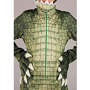 Kids Dangerous Alligator Costume Boys, Green Reptile Hooded Jumpsuit Halloween Outfit Small