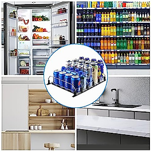 Drink Organizer For Fridge, Automatic Pusher Glide Refrigerator Drink Organizer Width Adjustable Beverage Soda Can Dispenser For 20cans Of 11.15/12/ 16/16.9oz For Pantry Kitchen