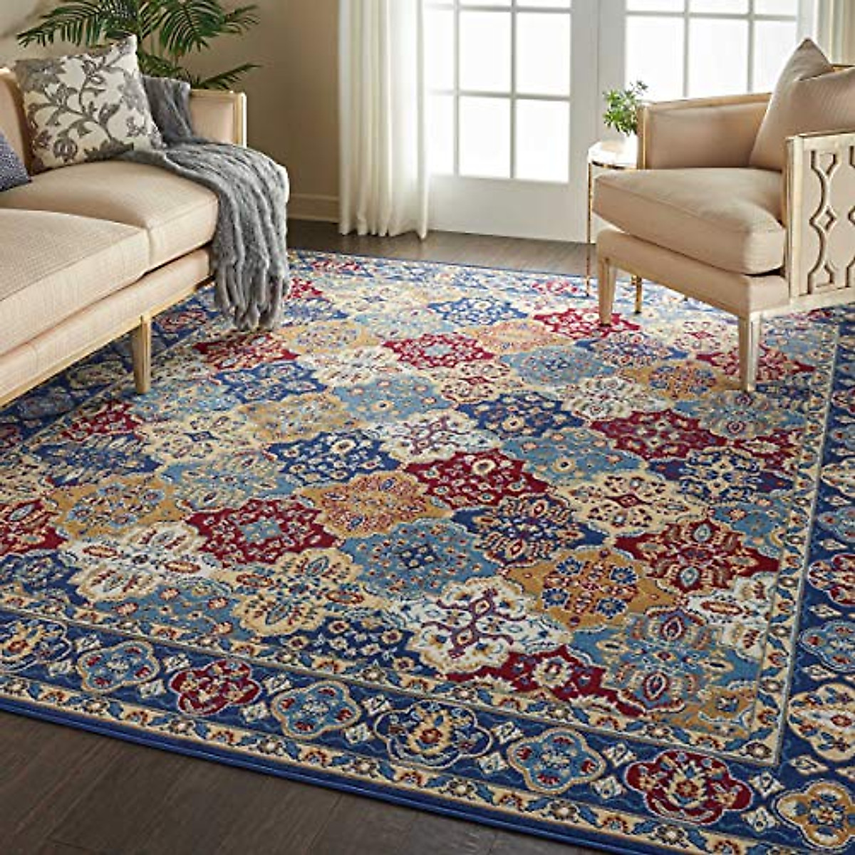 Nourison Grafix Traditional Multicolor 7'10" x 9'10" Area Rug, Easy Cleaning, Non Shedding, Bed Room, Living Room, Dining Room, Kitchen (8x10)