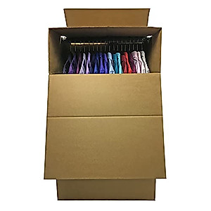 UBOXES Space Savers Wardrobe Moving Boxes With Hanger 20" x 20" x 34" (3 Pack)