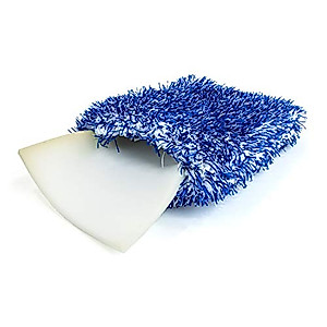 [Wash Monster] Plush Car Wash Pad (9 in. x 7 in.) Blue - 1 Pack | Soft & Plush Absorbent Microfiber Fibers | Large, Fits in Bucket