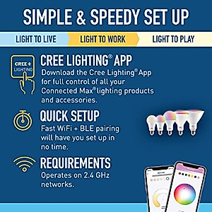 Cree Lighting Connected Max Smart Led Bulb A19 60W Tunable White + Color Changing, 2.4 Ghz, Compatible with Alexa and Google Home, No Hub Required, Bluetooth + WiFi, 3Pk (CMA19-60W-AL-9ACK-B3)