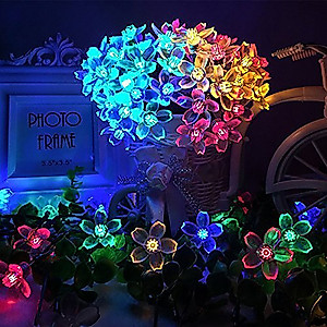 Fairy Lights Christmas Flower String Lights 100LED 8 Flash Modes Cherry Blossom Light Waterproof Outdoor Decoration for Camping, Garden Fence, Tree, Birthday, Wedding Party, Bedroom