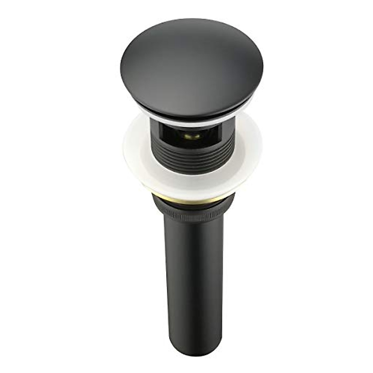 Purelux Pop Up Drain Stopper With Overflow for Bathroom Faucet Vessel or Vanity Sink, Matte Black Finish