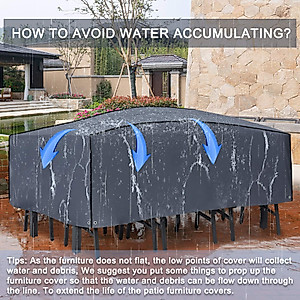 ABCCANOPY Outdoor Rectangular Patio Furniture Covers 600D Oxford Heavy Duty Table Cover Waterproof Windproof Anti-UV Dust Proof Protective Covers Dining Table & Chair Set Cover 90x64x28 inches