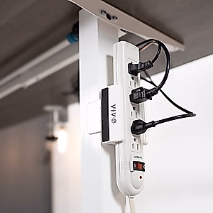 VIVO Clamp-on Power Strip Mount for Desk Leg, Under Desk Office Cable Management Organizer, Spring-Assisted Cord Holder, White, DESK-PS01LC