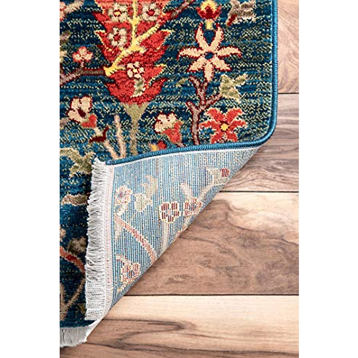 nuLOOM Valentina Tribal Fringe Runner Rug, 2' 6" x 8', Blue