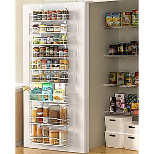 Moforoco White 9-Tier Over The Door Pantry Organizer, Pantry Organization And Storage, Metal Hanging Spice Rack Shelves Door, Home & Kitchen Essentials, Laundry Room Bathroom Organization
