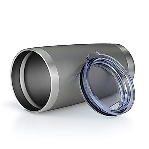 EcoMozz 20oz Tumbler Bulk Stainless Steel Vacuum Insulated Tumblers with Lid Double Wall Travel Mug Durable Powder Coated Coffee Cup, Suitable for Ice Drinks and Hot Beverage (Gray 1pack)