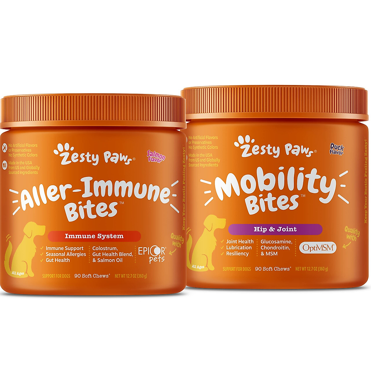 Allergy Immune Supplement for Dogs - with Omega 3 Wild Alaskan Salmon Fish Oil + Glucosamine for Dogs - Hip & Joint Health Soft Chews with Chondroitin & MSM