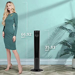 Antarctic Star Tower Fan Portable Electric Oscillating Fan Quiet Cooling Remote Control Standing Bladeless Floor Fans 3 Speeds Wind Modes Timer Bedroom Office (36 inch, Black)