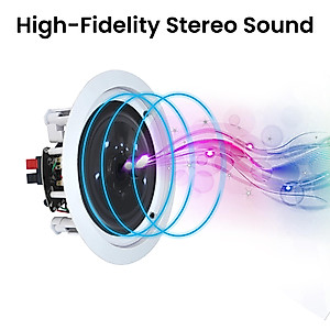 Technical Pro 4 Channel 1600 Watts 8 Speaker Bluetooth Home Theater Receiver System w/ 4 Pairs of 5.25” Ceiling Wall Mount 2-Way Mid Bass Woofer Ceiling Speakers - Home Theater Kit