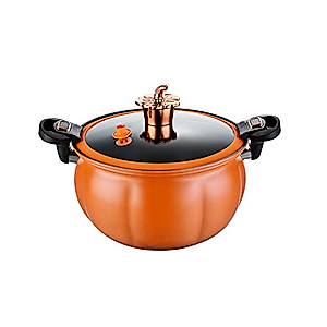 Micro Pressure Cooker Maifan Stone Soup Pot Pumpkin Shaped Non-Stick Pot Multi-Function Micro Pressure Cooking Pot Gas Stove/Open Fire Induction Cooker Universal Stew Pot (Orange)