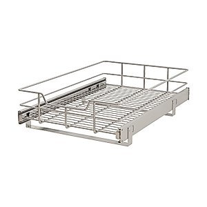 STORKING 1 Tier Wire Basket Pull Out Shelf Drawer Storage Organizer for Kitchen Base Cabinets Chrome-Plating (14x 22 x 5.3 Inch, 1 Tier)