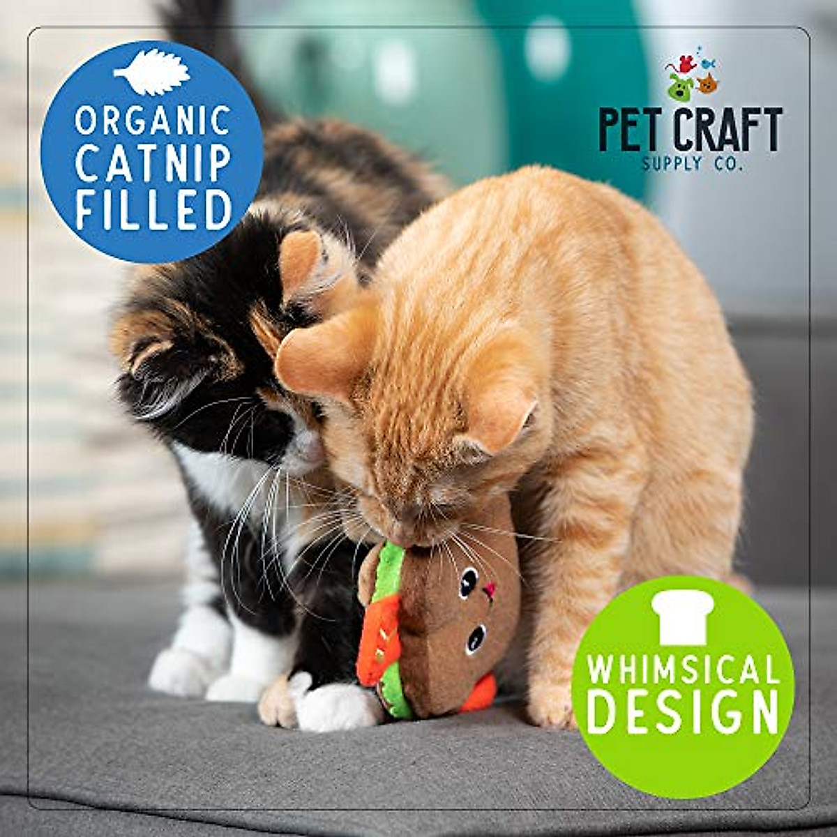 Pet Craft Supply Silly Snacks and Funny Food Crinkle Cuddling Catnip and Silvervine Interactive Cat Toys - Great for Indoor Cats and Kittens, All Breed Sizes