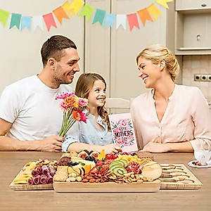 FamRica Charcuterie Board Set Cheese Board with 2 Drawers, Bamboo Cheese Tray Serving Board - Unique Mothers Day Gifts, Wedding, Housewarming, Birthday Gifts