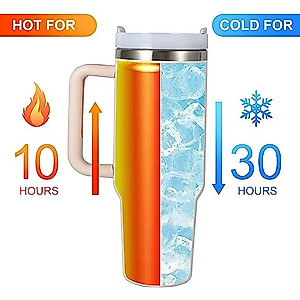 RaepperHan 40oz Car Travel Mug With Handle And Straw Lid | Stainless Steel Insulated Mug | Hot & Cold Drink Mug, Fitness & Sports Mug (White),RZSB01
