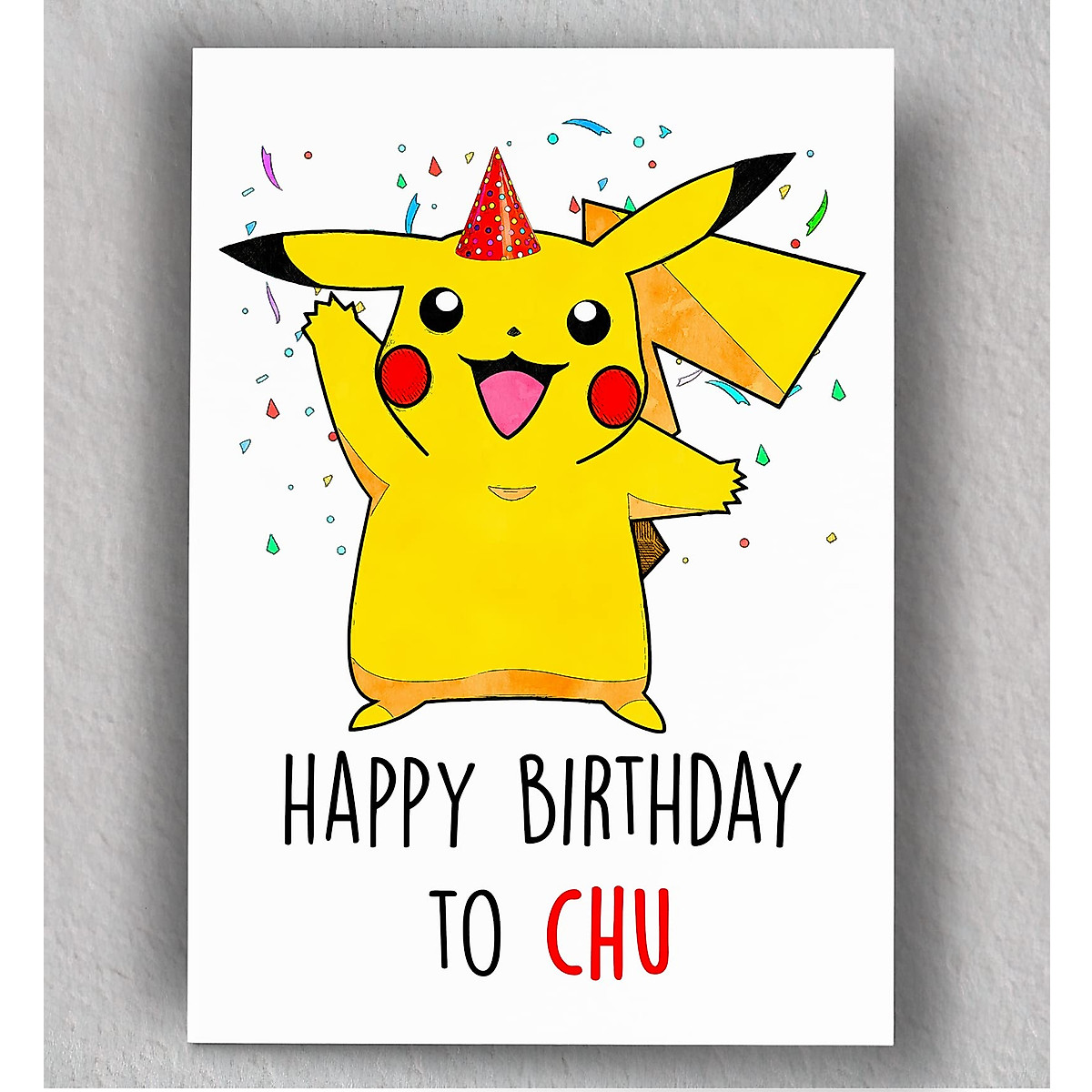 Chu Red Party Hat Happy Birthday to Chu | Cute Birthday Card | Art | Blank Card
