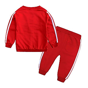 MYGBCPJS 2Pcs Baby Boys Girl Cotton Outfit Set Zipper Jacket Tops Pant Set Tracksuit Red