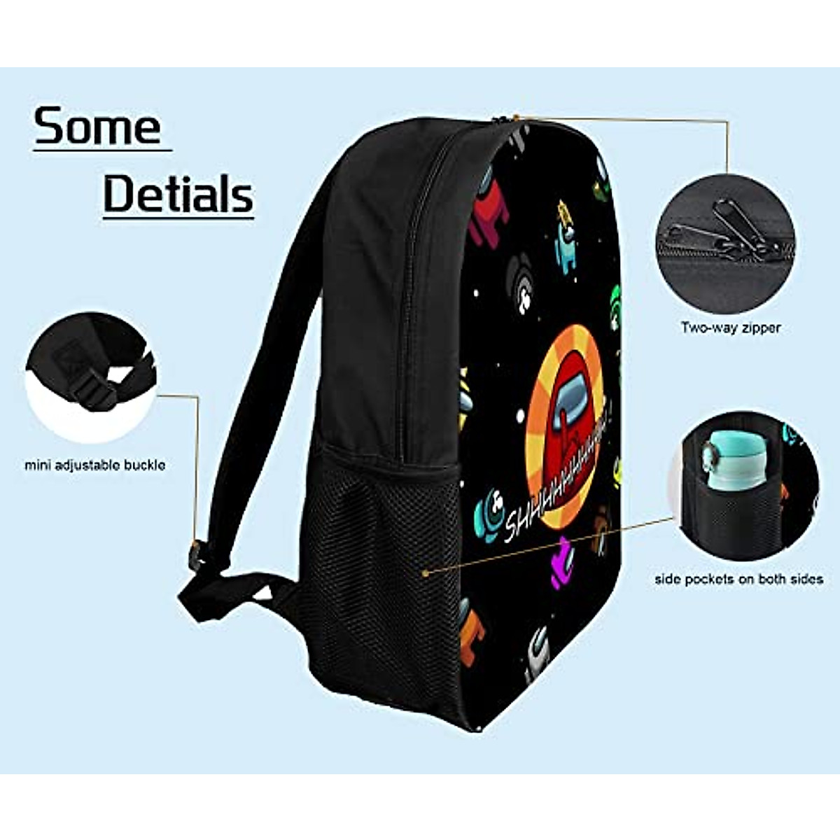 Game Backpack with Side Pockets Multifunction Laptop Bag Unique Book Bag Durable Travel Bag for Boy Girl Teen Adult