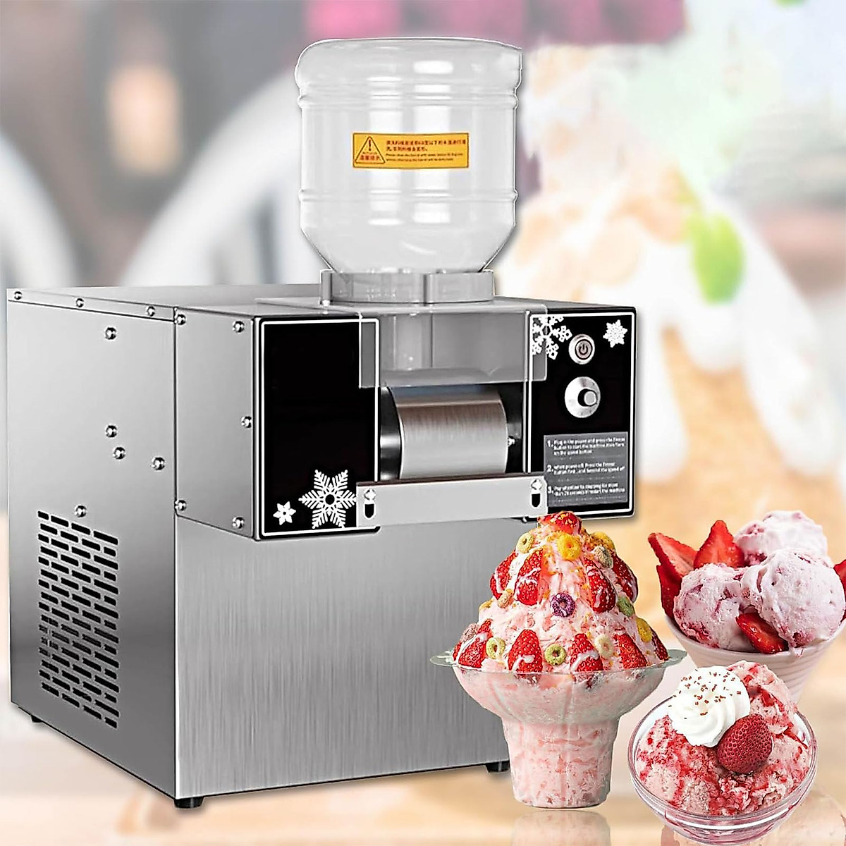 XURUIUS Mini Snowflake Ice Machine, European Shaved Ice Machine, Korean Smoothie Machine, Snowflake Shaved Ice Machine (120KG)