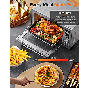 Nuwave Bravo Pro Smart 21QT Toaster Oven Air Fryer Combo, Convection Oven Countertop, 12 functions all in 1, with even & quick crisp technology, 50-450°F, 1800W, Stainless Steel