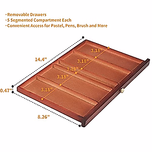 MEEDEN 10-drawer Wood Artist Supply Storage Box, Portable Beechwood Multifunctional Pencil Brush Organizer Wood Box with Drawer&Compartments for Pastels, Pencils, Pens, Makeup Brushes(Mahogany Color)