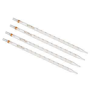PATIKIL Graduated Dropper Pipettes, 4 Pcs 10ml Reusable Borosilicate Glass Pipette for Transfer Liquid for Laboratory, Chemistry, Clear