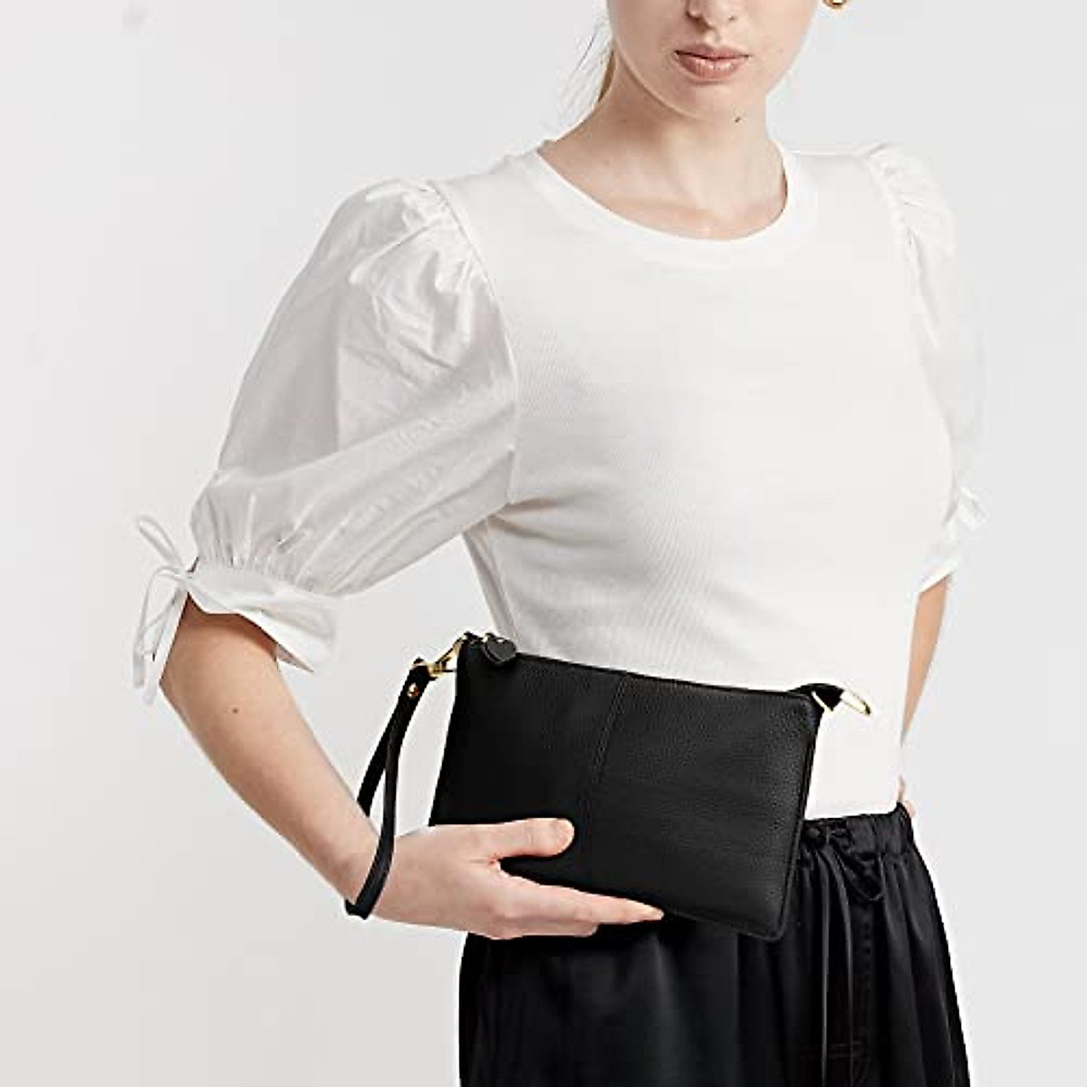 Uromee Wristlet Wallet Clutch Purses for Women Genuine Leather Crossbody Bag Handbag with Detachable Shoulder Chain