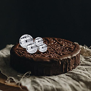 30 Pieces Disco Ball Cupcake Toppers Mini Disco Ball Picks Disco Theme Cake Toppers for Cake Decorations Cupcake Decor Dessert Accessories Disco Party Ornament (Silver)