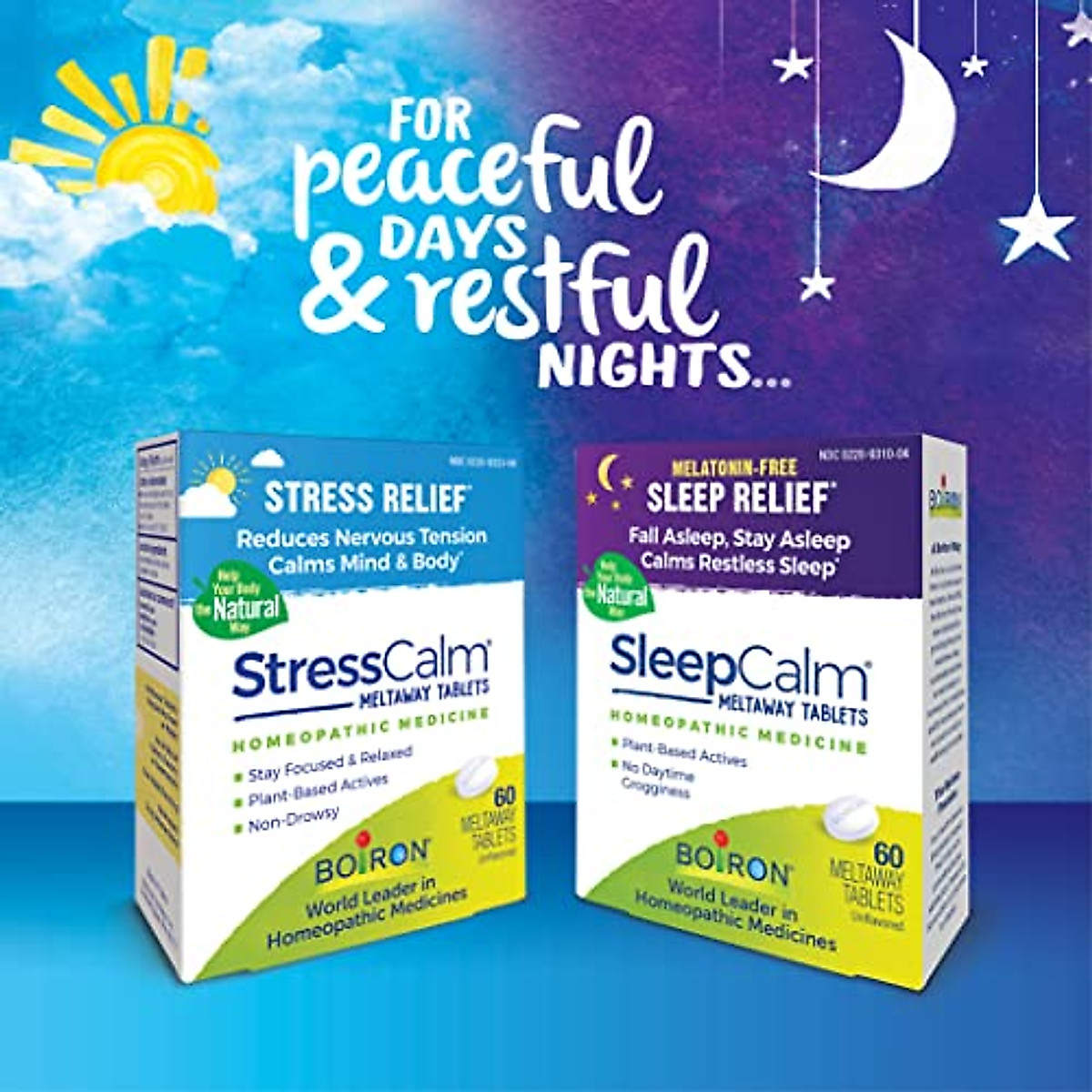 Boiron StressCalm for Relief of Stress, Anxiousness, Nervousness, Irritability, and Fatigue - 60 Count