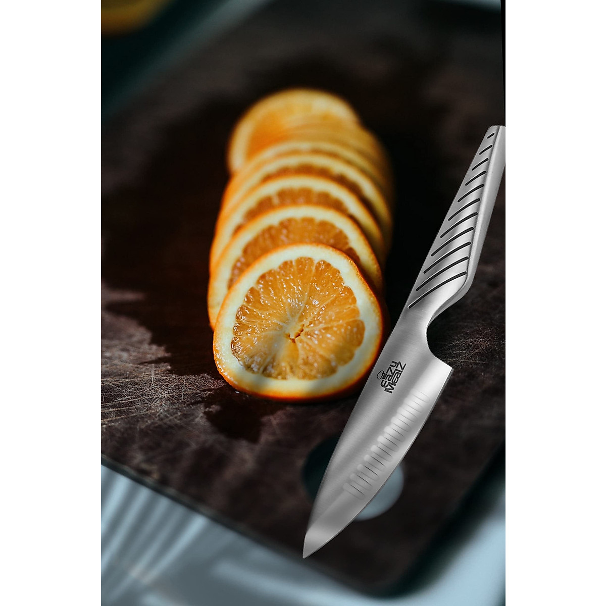 EaZy MealZ Super-Max Sharpness 2 Piece Knife Set | Stainless Steel | Non-Slip Comfort Grip | Professional Quality | All-Purpose | 7” Santoku & 4” Chef’s Knife