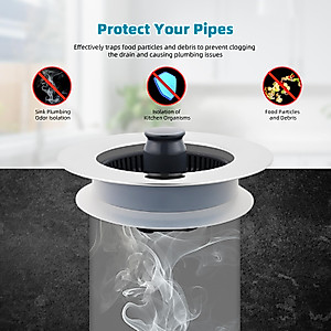 Hibbent 3 in 1 Kitchen Sink Drain Strainer, Stainless Steel Wrapped Shell Drain Stopper Combo, Pop Up Sink Stopper, Anti-Clogging Basket Strainer with Handle for US Standard 3-1/2" Drain