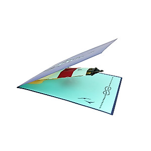 PopLife Lighthouse Island 3D Pop Up Greeting Card for All Occasions - Travellers, Coastal and Adventure Lovers - Folds Flat for Mailing - Birthday, Mother’s Day, Graduation, Retirement, Anniversary