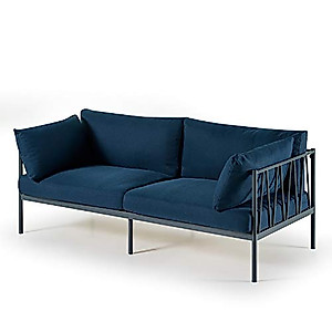 ZINUS Amanda Navy Metal Sofa / Steel Framework with Upholstered Cushions / Easy Assembly
