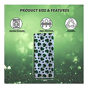 Ja'cor St Patricks Day Shamrocks Kitchen Towels Set of 2, White Green Shamrock Decor Accessories Irish Dish Linen Dishcloths Towel Decorations with 1Pc-Saint Patrick's Large Cookie Cutters