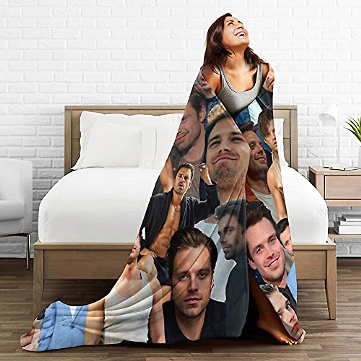 Gadimen Sebastian Stan Flannel Fleece Throw Blanket, Super Soft Lightweight Blankets for All Season, Fleece Blankets for Couch/Bed, Fuzzy Plush Blanket for Home Decorations 50x40 inches