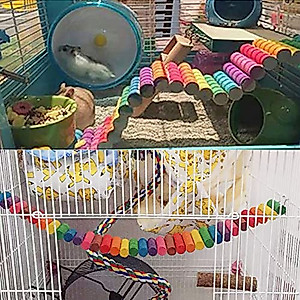 Hamster Suspension Bridge,Wooden Pet Ladder,Hamster Bendable Ladder Cage Accessories for Dwarf Hamster Mouse Gerbil Chinchilla Chipmunk Guinea Pig
