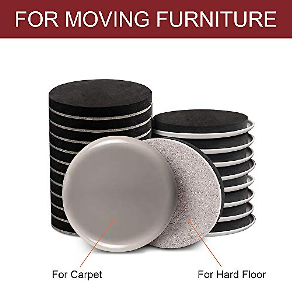 Furniture Sliders, 20pcs-3 1/2” Felt Furniture Sliders for Carpet, Furniture Pads Hardwoods Floors, Heavy Furniture Movers Sliders, Reusable Furniture Moving Pads, Floor Protectors for Carpet
