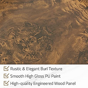 WISOICE Mid Century Modern Coffee Table for Living Room Tables Luxury with Waterproof High Gloss Burl Veneer Finish, Rustic Brown Rectangle Wooden Coffee Center Table (40" W x 22" D x 18" H)