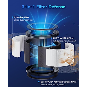 Genuine MSB5 Air Purifier Filter Replacement, 3-in-1 High-Efficiency H13 True Hepa Air Filter Replacement for Smoke Pollen Dander Hair Smell-Standard Version (2 Pack)