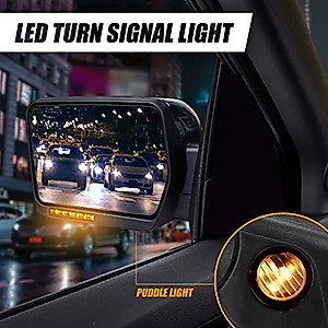 Left Driver Side Chrome Power Heated Glass w/Amber LED Turn Signal Light Towing Mirror Compatible with Ford F150 04-14