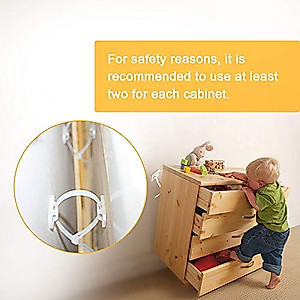 Anti-Tip Furniture Wall Anchor Straps(6 Pack), Wall Anchors Straps Kit for Bookshelf or Dresser,Adjustable Safety Furniture Wall Straps for Baby,Kids,Child,Dogs,Cabinet, Bed,Shelf,etc.(White)