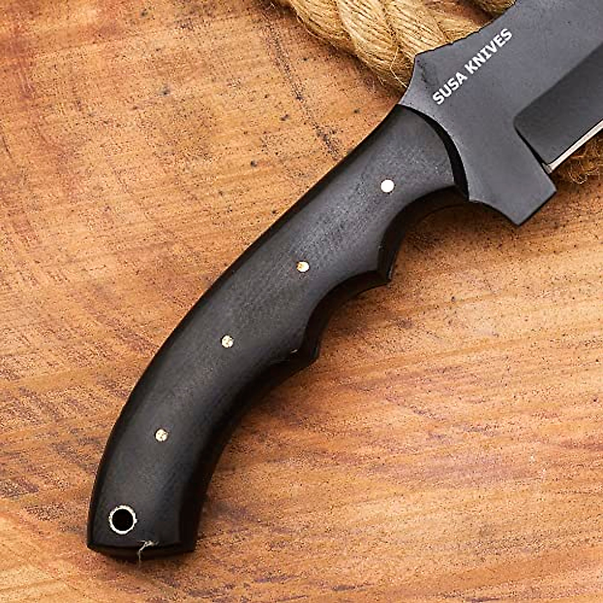 SUSA KNIVES Handmade D2 Steel Tracker Knife - Survival Knife - Camping Knife - Tactical Knife - Hunting Knife with Sheath Horizontal Carry Fixed Blade Knife (BLACK TRACKER)