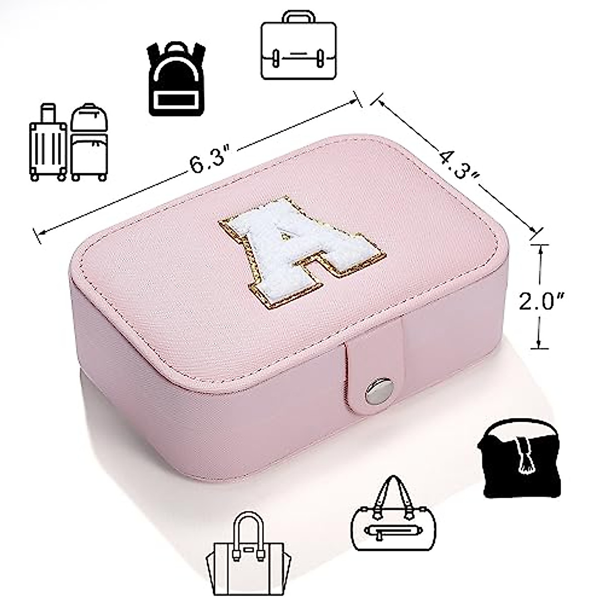 Parima Medium Jewelry Box for Girls, Travel Initial Jewelry Box for Girls | Medium Jewelry Organizer Box | Travel Jewelry Case Jewelry Box Organizer | Mini Travel Jewelry Box - Letter O, Pink